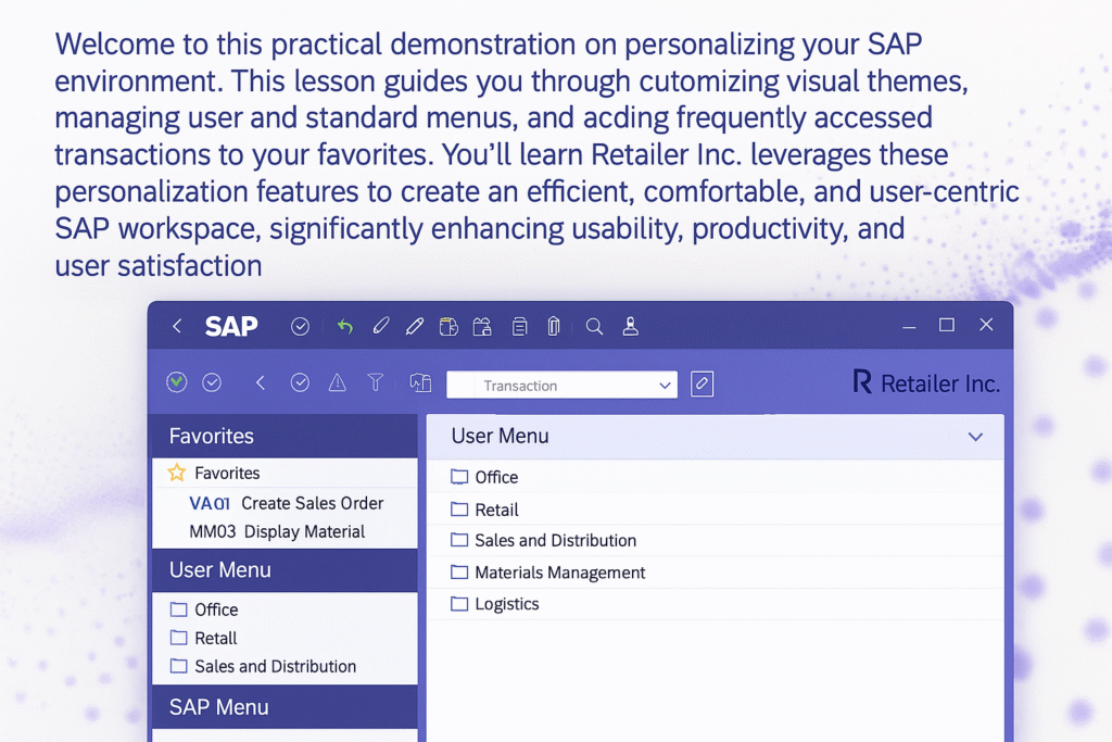 Demonstration: Personalizing SAP: Change Theme, User Menu, and adding ...